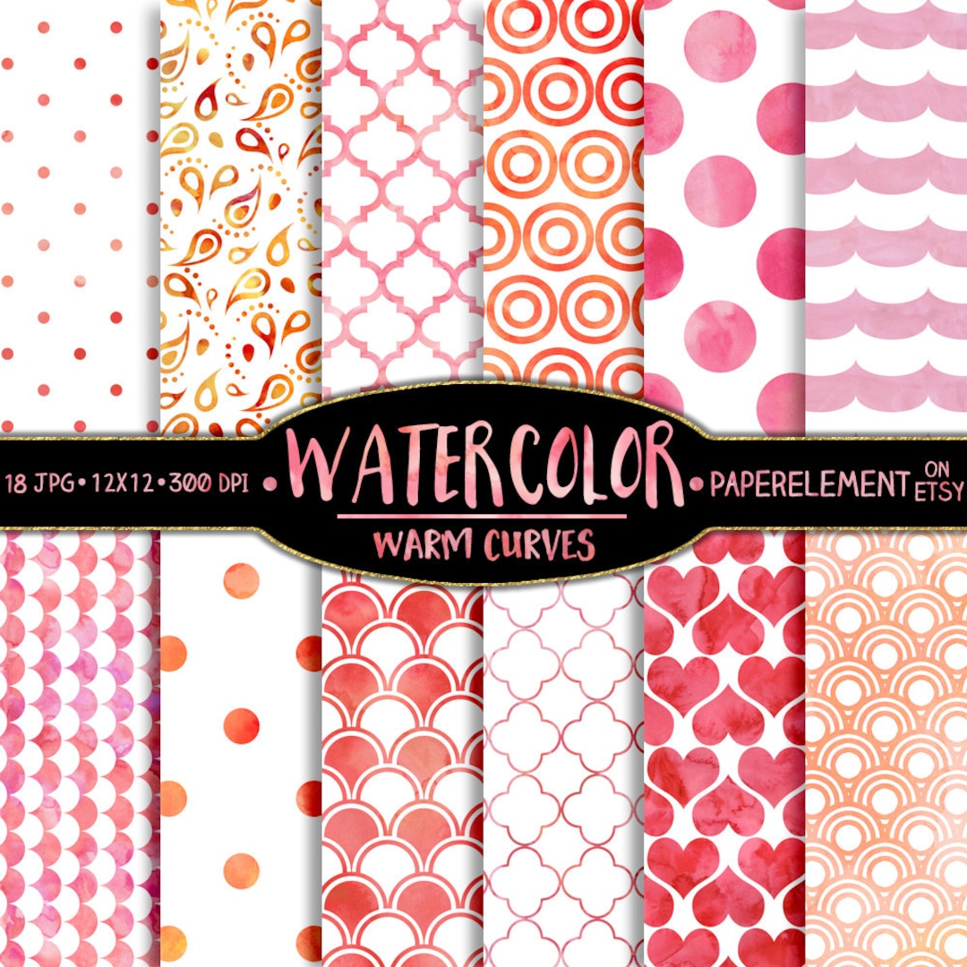 Warm Watercolor Polka Dot Digital Paper - Digital Watercolor Patterns ...