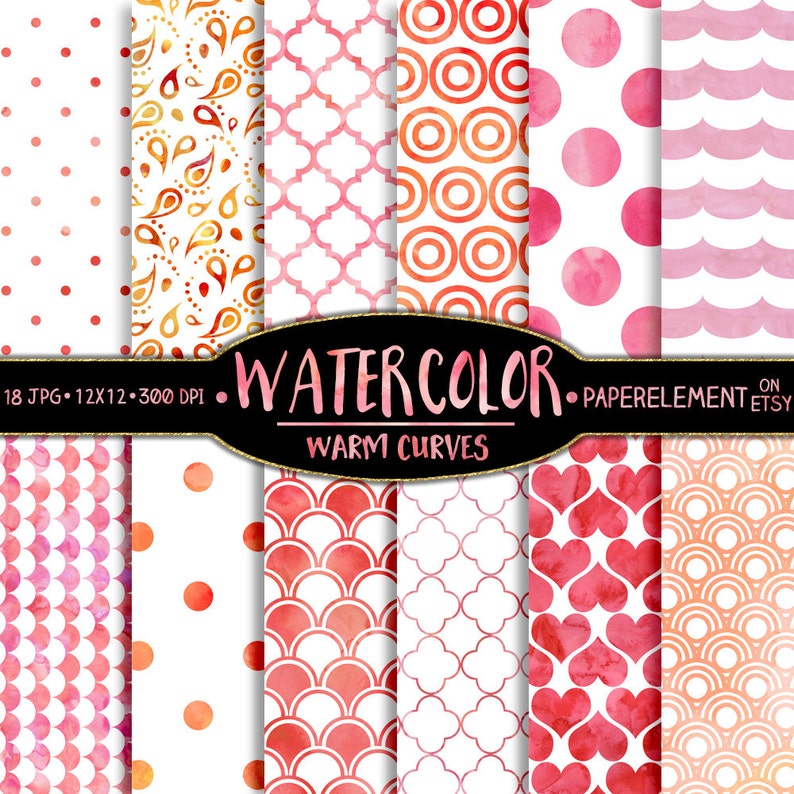 Warm Watercolor Polka Dot Digital Paper Digital Watercolor | Etsy