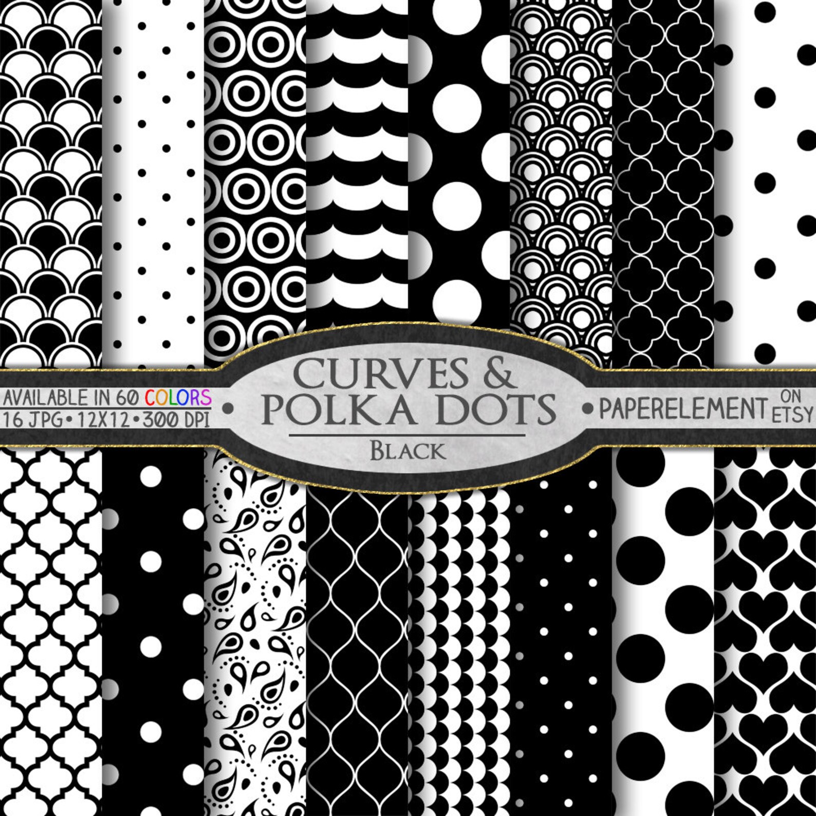 Black Polka Dot Digital Paper: White and Black Digital Paper - Etsy