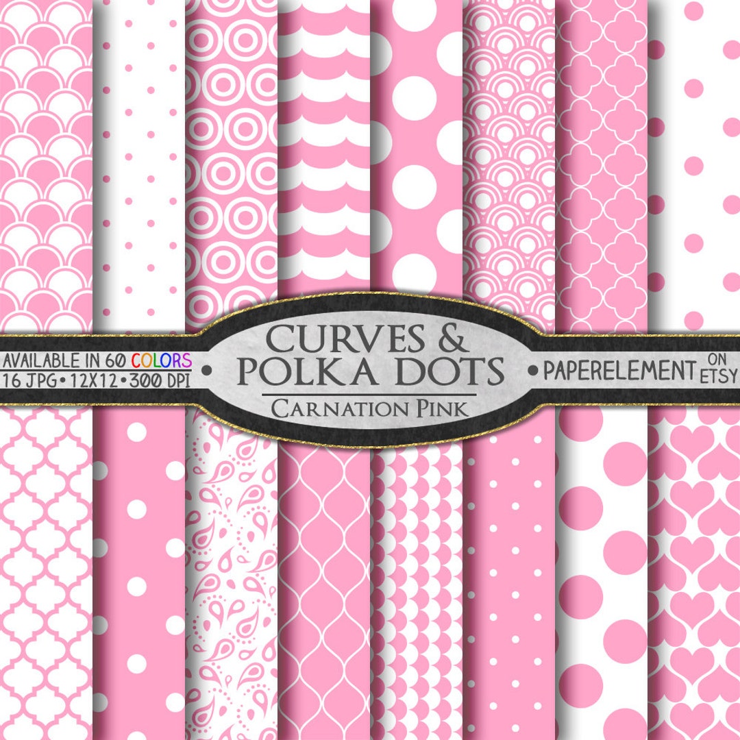 Pink Polka Dot Digital Paper: Pink Digital Download Paper, 12x12 ...