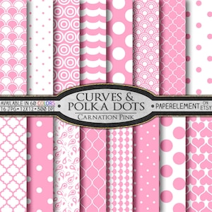 Pink Polka Dot Digital Paper: Pink Digital Download Paper, 12x12 ...
