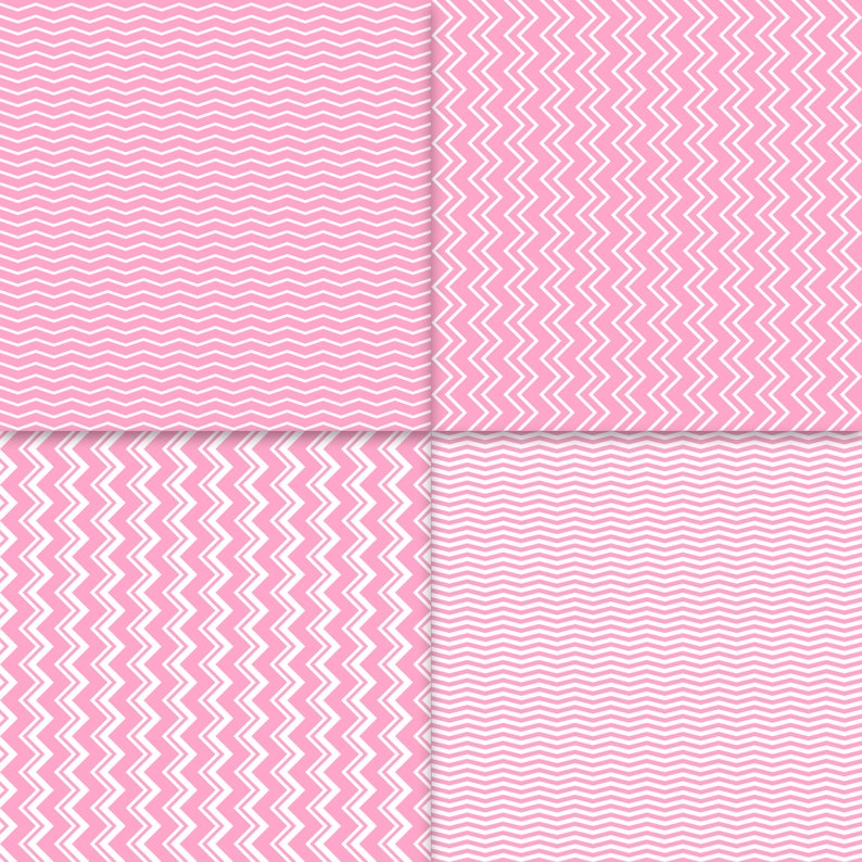 Carnation Pink Chevron Digital Paper Pack - Instant Download - Chevron ...