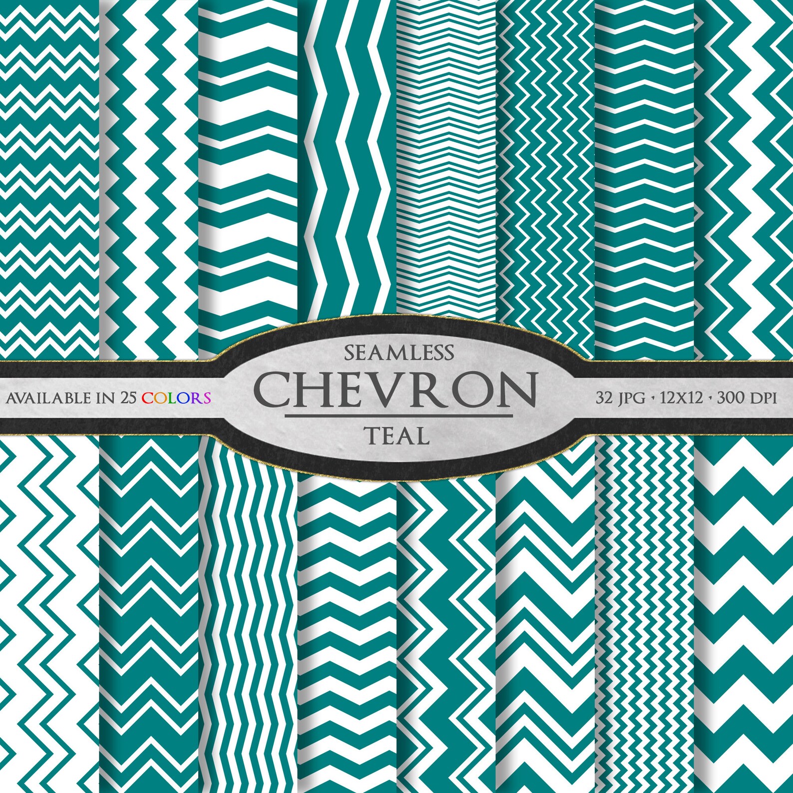 Teal Chevron Backdrop Download: Teal Green Chevron Digital Paper With ...
