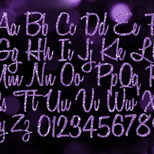 Purple Glitter Alphabet Clipart: Digital Glitter Alphabet Clip Art ...