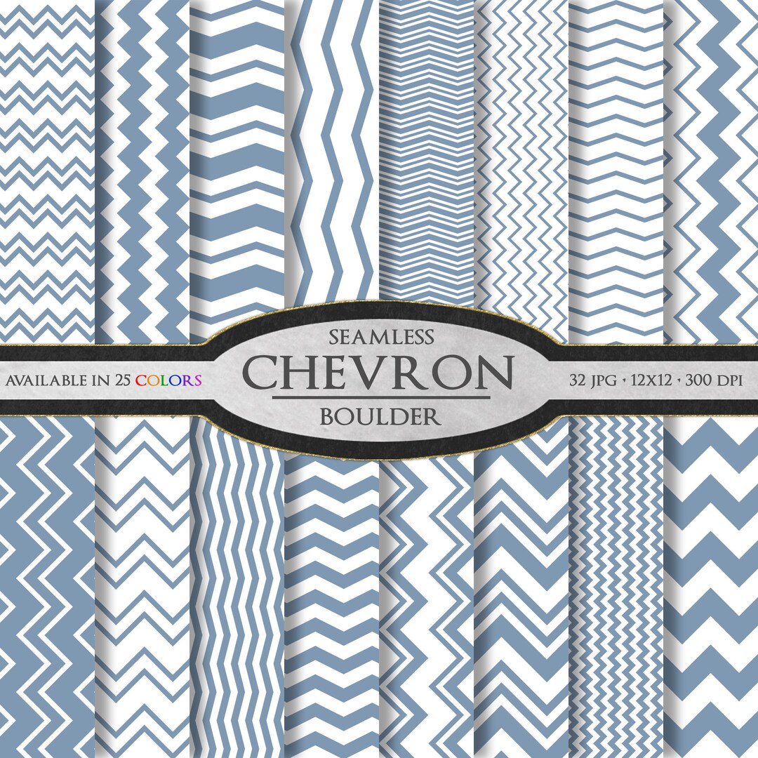 Boulder Blue Chevron Digital Paper - Seamless Printable Zigzag Patterns ...
