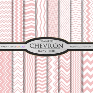 Baby Pink Chevron Digital Paper Pack - Instant Download - Petal, Blush ...