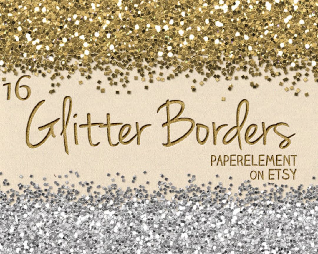 Glitter Border Clipart Overlays: Transparent PNG Page Edge Clip Art ...