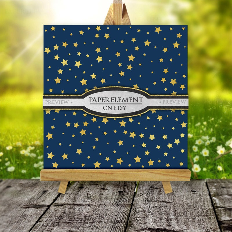 Gold Star Digital Paper: Navy Blue Midnight Purple Black - Etsy