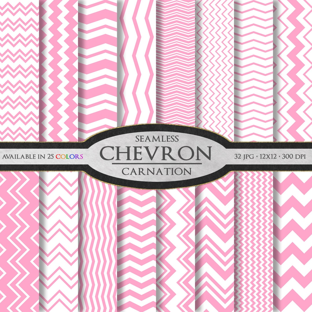 Carnation Pink Chevron Digital Paper Pack - Instant Download - Chevron ...