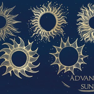 Classic Sun Clipart Set: Vintage 90s Celestial Face Designs - Gold ...