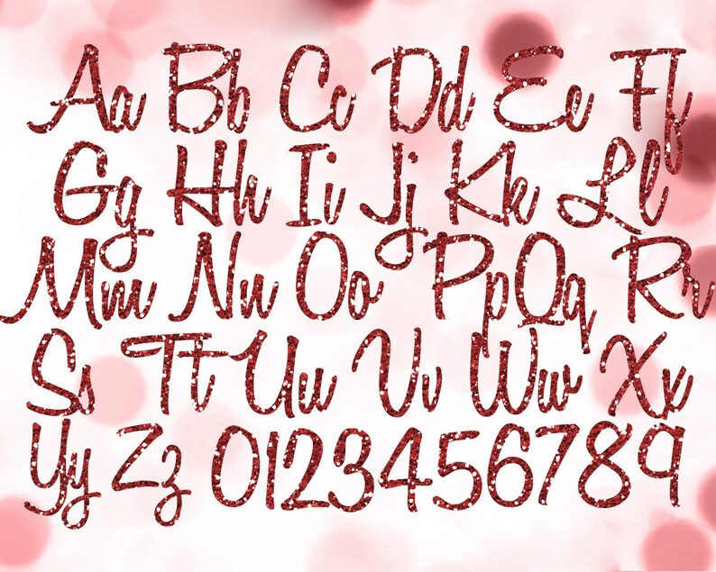 Red Glitter Alphabet Clipart: Digital Glitter Alphabet Clip - Etsy