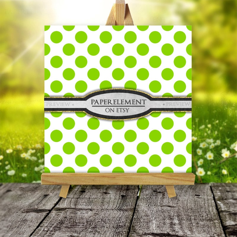 Apple Green Polka Dots Digital Scrapbook Paper Digital Polka - Etsy México