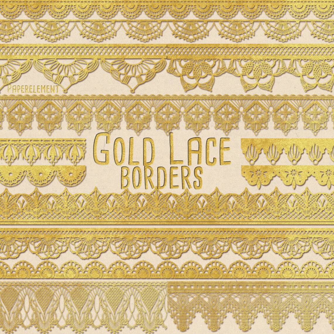 Gold Lace Borders: Gold Border Clipart Gold Lace Trim Golden - Etsy
