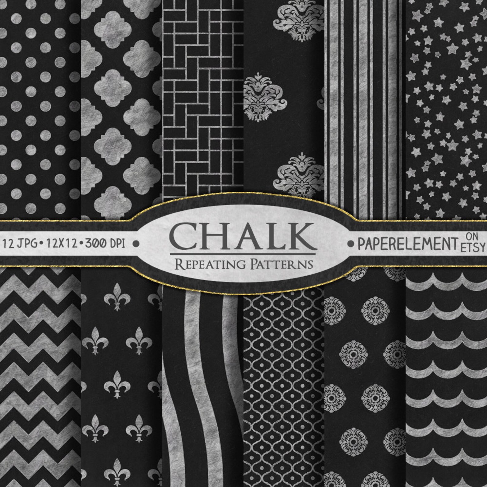 Chalk Digital Paper: Printable Blackboard Digital Paper With - Etsy