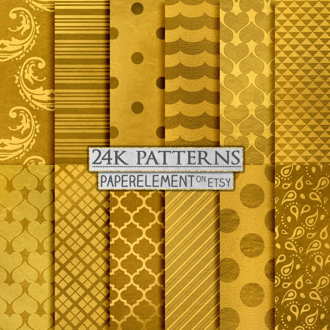 24K Gold Metallic Digital Paper: Gold Foil Art, Gold Patterns, Gold ...