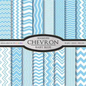 Baby Blue Chevron Digital Paper Pack - Instant Download - Digital ...