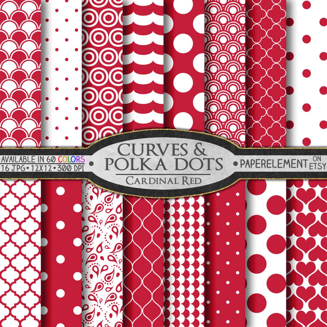 Cardinal Red Polka Dot Digital Paper: Round Digital Polka Dot ...