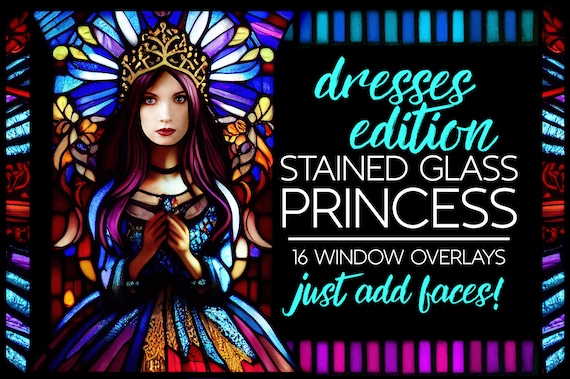 Stained Glass Princess Dresses Overlay Clip Art Pretty - Etsy