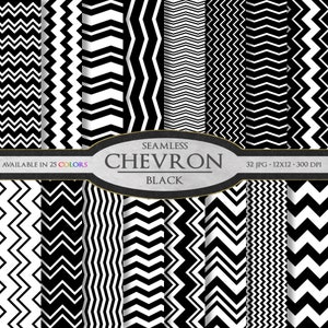 Black Chevron Digital Paper: Chevron Background, Chevron Scrapbook ...
