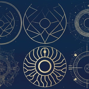 Ornate Magical Circle Clipart & Stamp Brush: Symbols, Glyphs, Runes ...