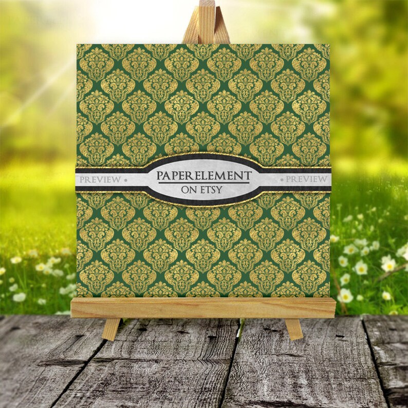 Hunter Green Gold Seamless Damask Pattern Digital Paper: - Etsy