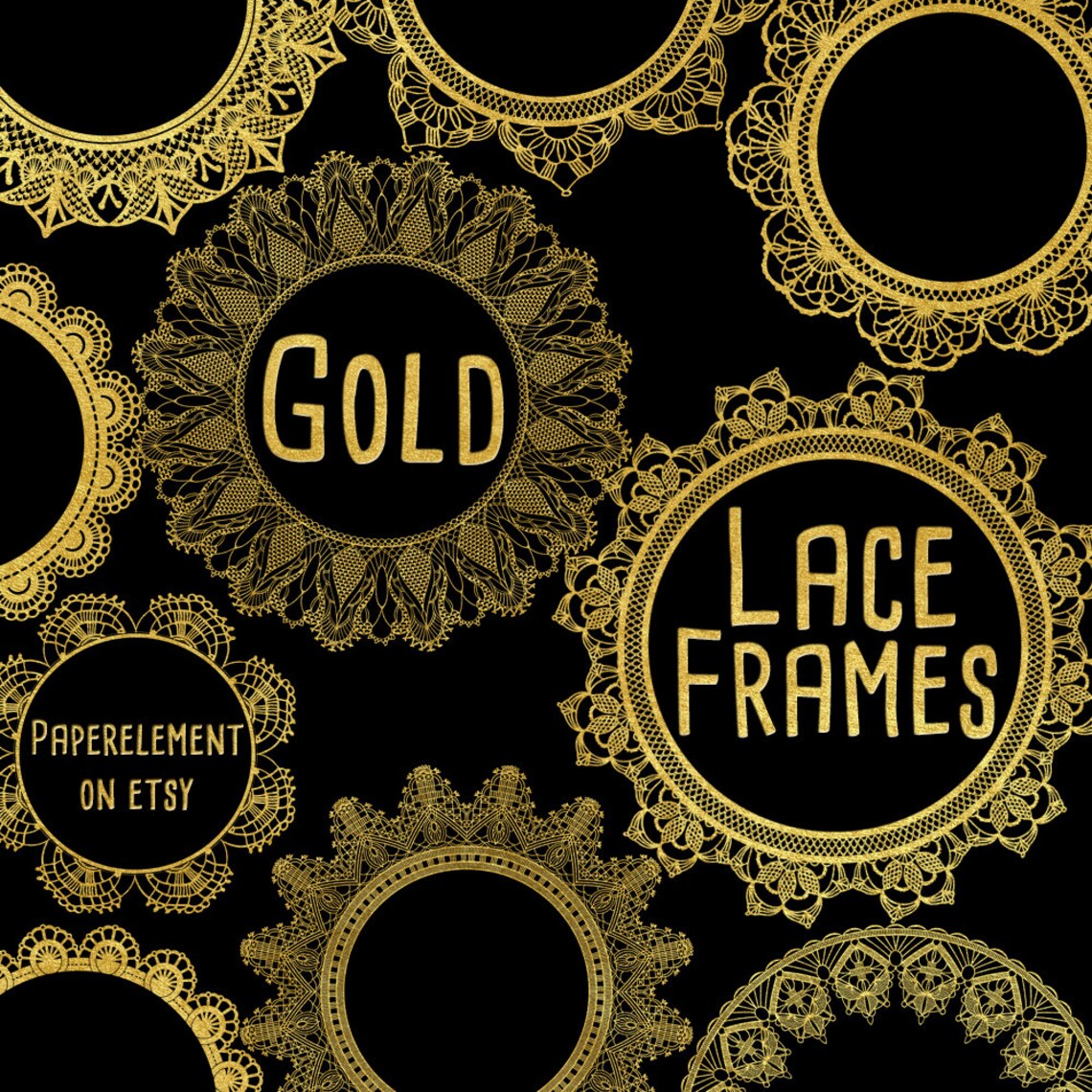 Gold Lace Frames Clipart: Gold Frame Clipart Gold Clipart | Etsy