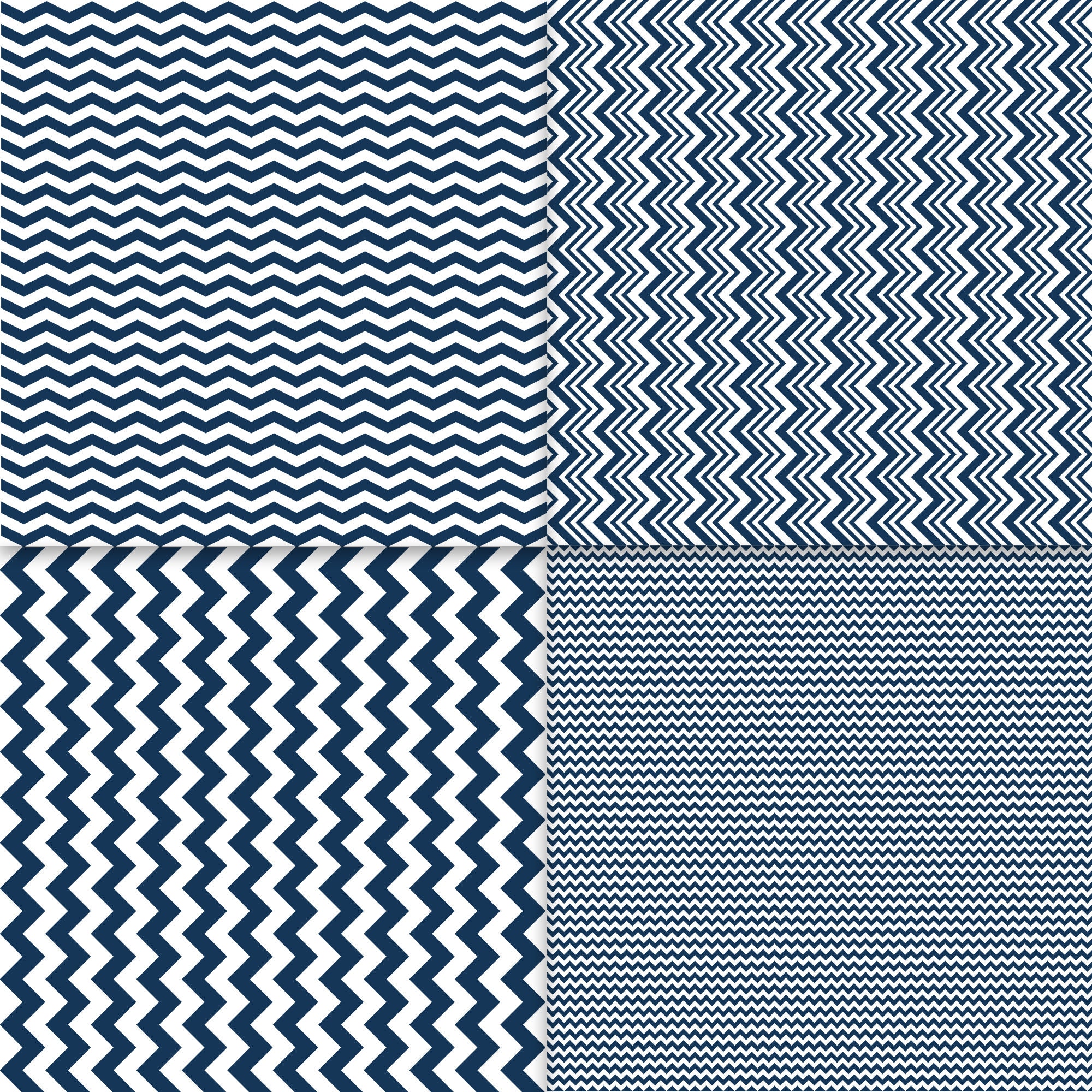 Navy Blue Chevron Digital Paper Pack - Instant Download - Digital ...