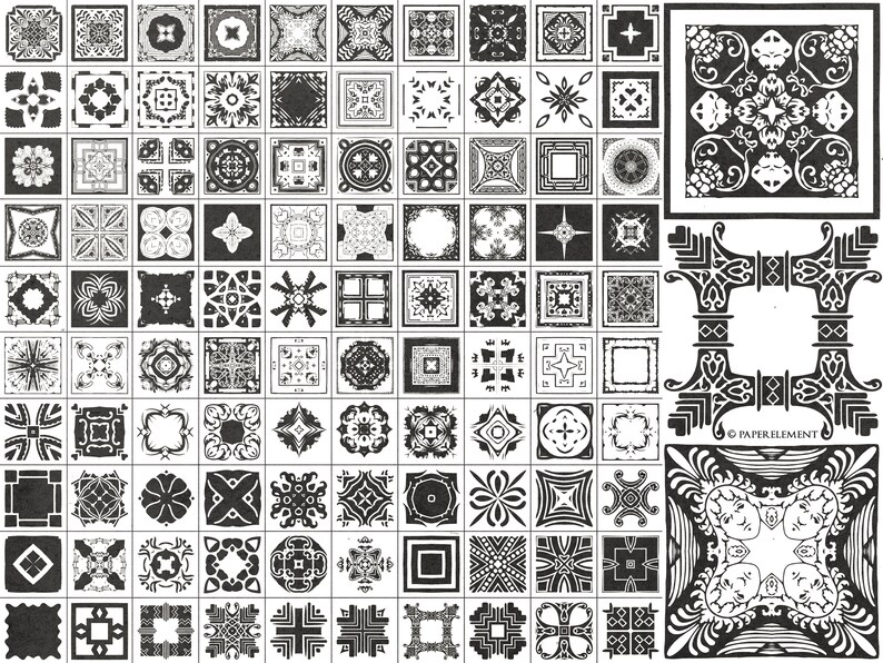 100 Border Blocks Vector Set Border Tiles Art in Ai EPS - Etsy
