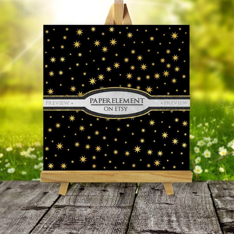 Gold Star Digital Paper: Navy Blue Midnight Purple Black - Etsy