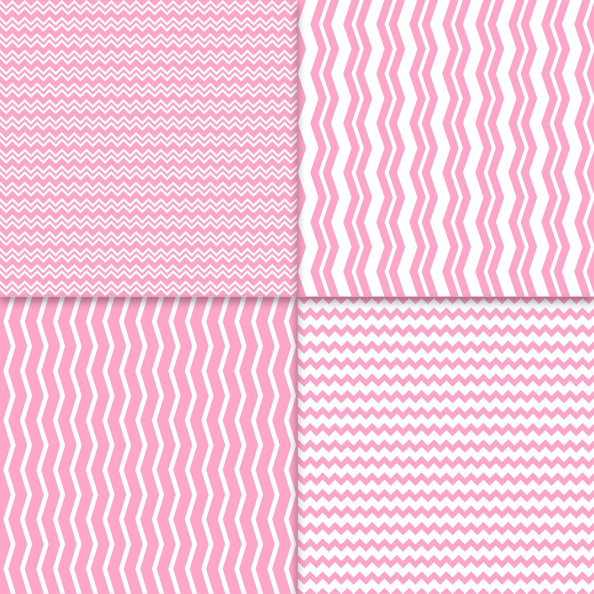 Carnation Pink Chevron Digital Paper Pack - Instant Download - Chevron ...