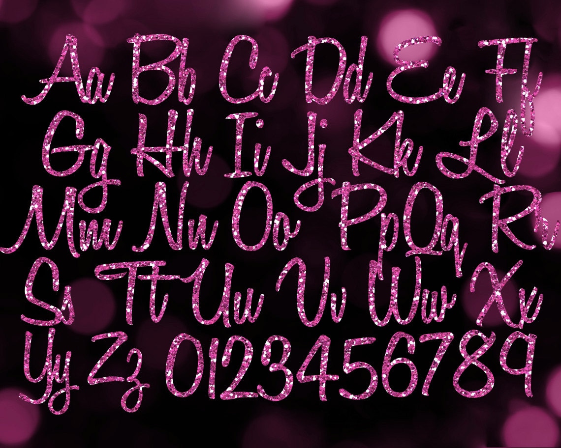 Pink Glitter Alphabet Clipart: Digital Glitter Alphabet Clip - Etsy
