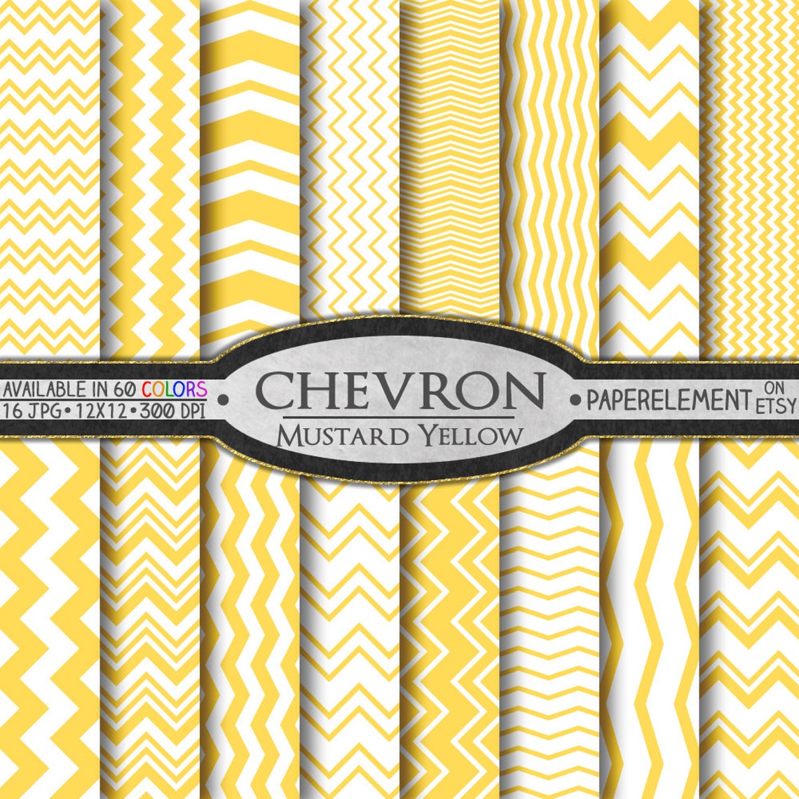 Mustard Yellow Chevron Digital Paper Pack Instant Download | Etsy