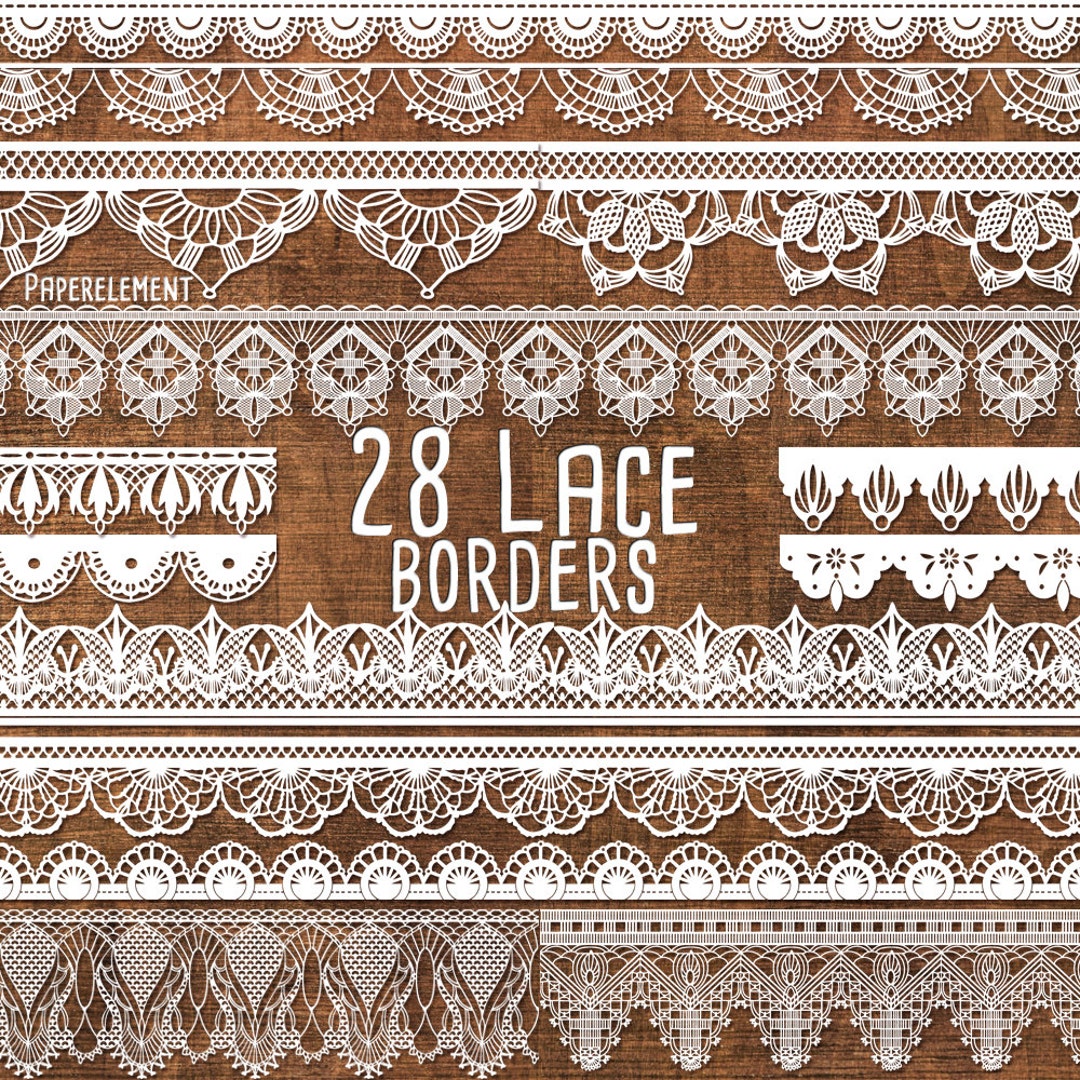 Lace Border Clipart Pack: Delicate Lacey Trim Clip Art Overlay Vectors ...