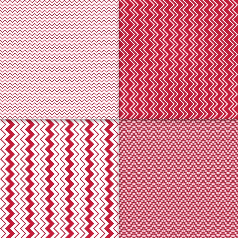 Cardinal Red Digital Paper Pack - Instant Download - Red Chevron Paper ...