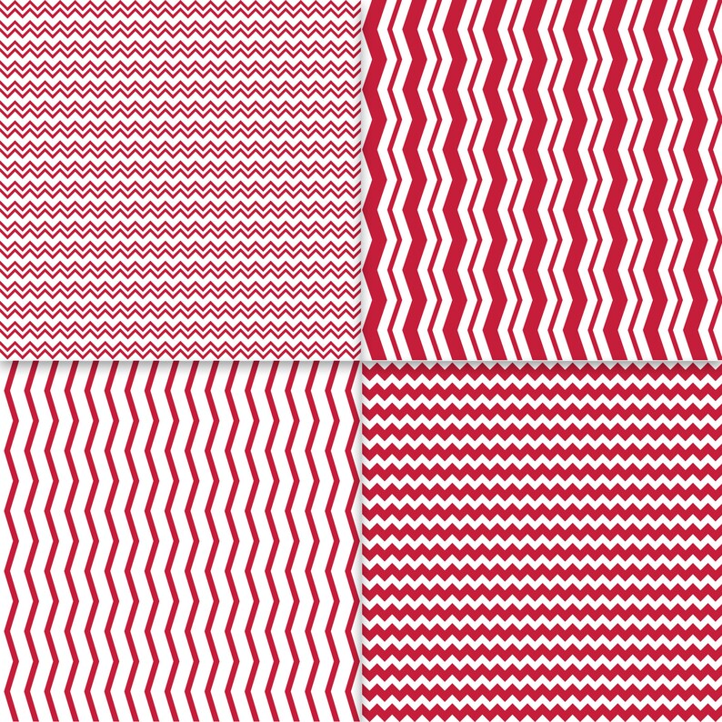 Cardinal Red Digital Paper Pack - Instant Download - Red Chevron Paper ...