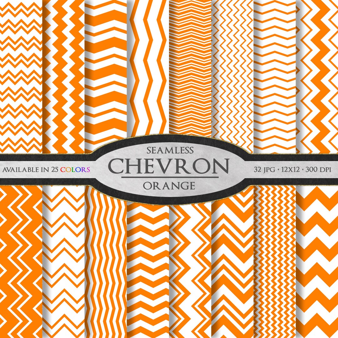 Seamless Orange Background Chevron 12x12 Digital Paper - Fiery Orange ...
