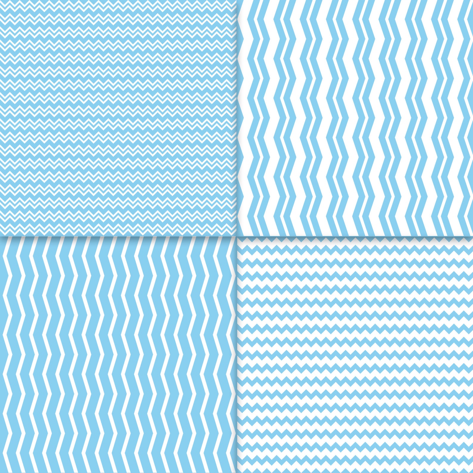 Baby Blue Chevron Digital Paper Pack - Instant Download - Digital ...