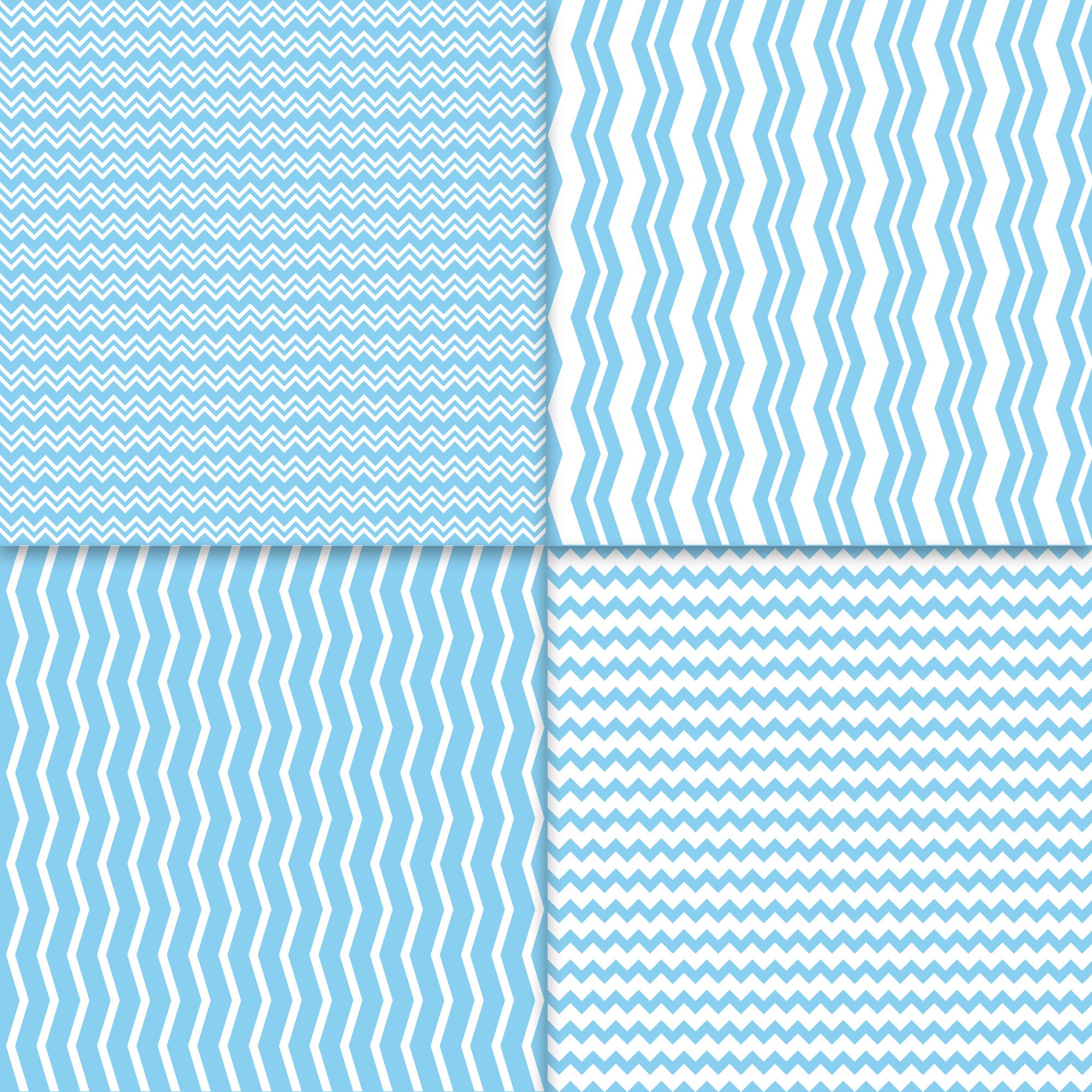 Baby Blue Chevron Digital Paper Pack - Instant Download - Digital ...
