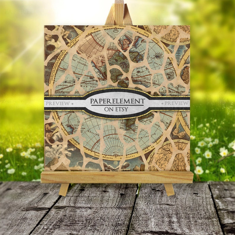 Antique Map Printable Paper: Old World Maps Scrapbook Paper Animal ...