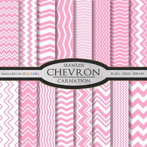 Carnation Pink Chevron Digital Paper Pack - Instant Download - Chevron ...