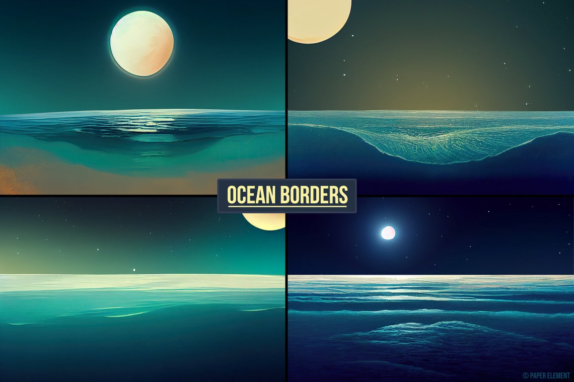 Ocean Border Clipart: 30 Transparent PNG Overlays of Water and - Etsy