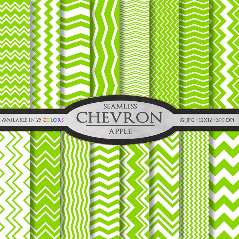 Apple Green Chevron Digital Paper Pack - Instant Download - Digital ...