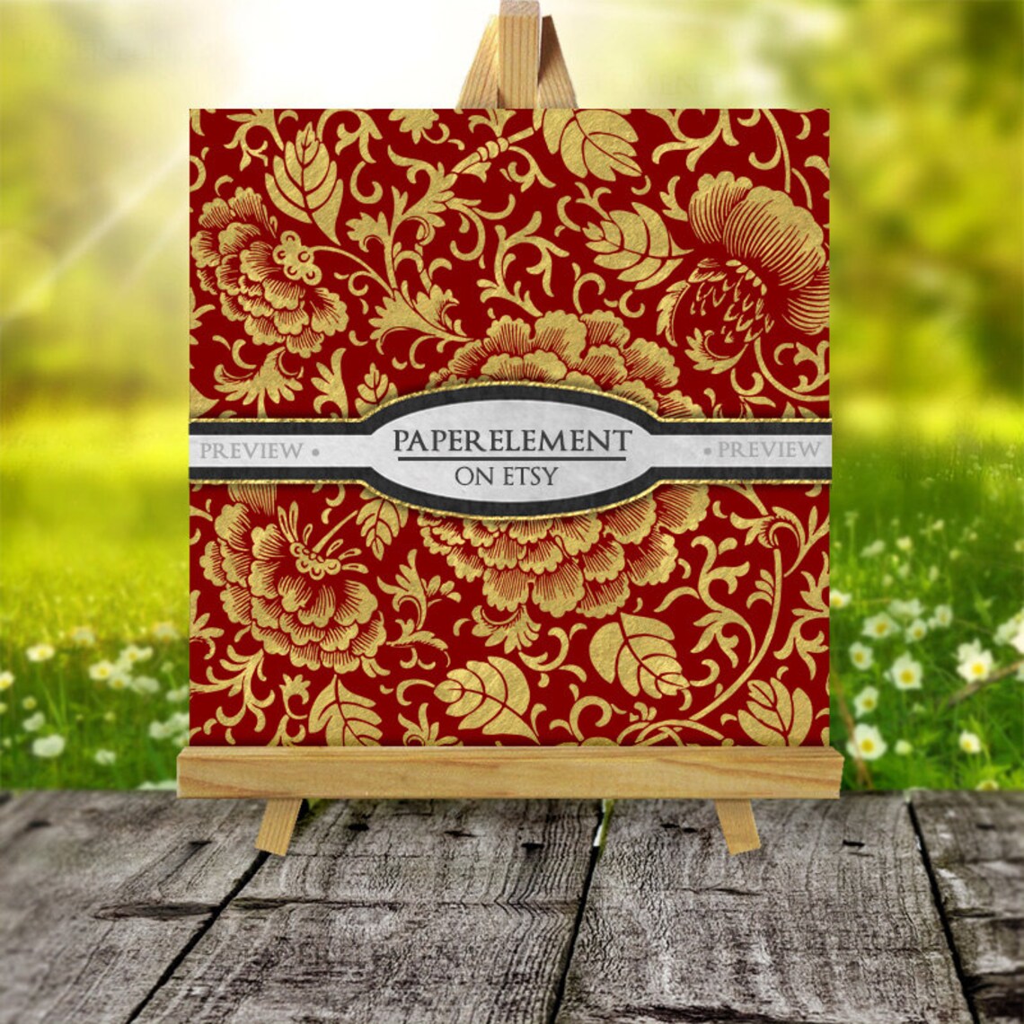 Maroon and Gold Floral Digital Paper Patterns Set: Flower - Etsy