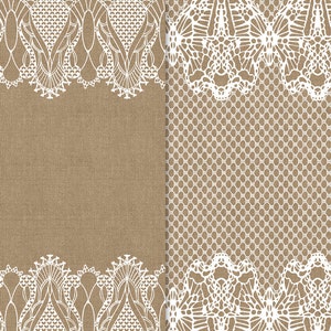 Burlap and Lace Digital Paper: Burlap Wedding Invitation Paper, Lace ...