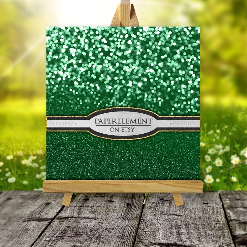 Green Glitter Paper: Green Glitter Digital Paper, Green Digital ...