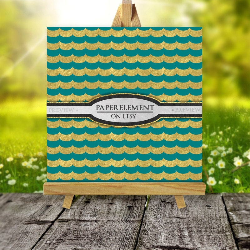 Teal and Gold Digital Paper: Gold and Teal Digital Paper, Teal and Gold ...