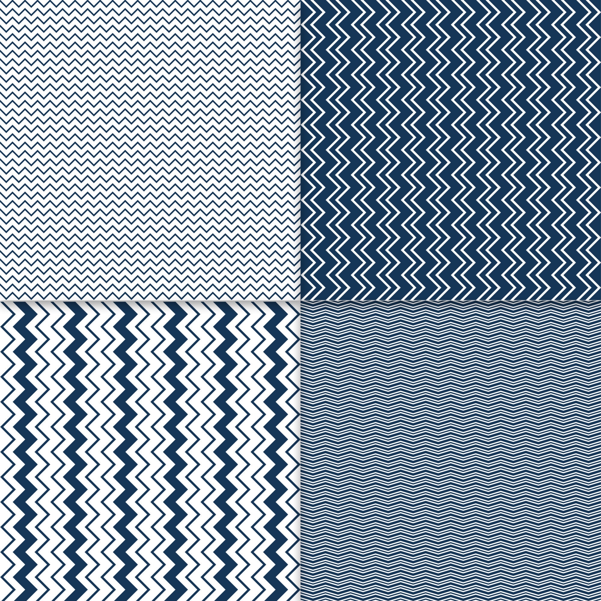 Navy Blue Chevron Digital Paper Pack - Instant Download - Digital ...