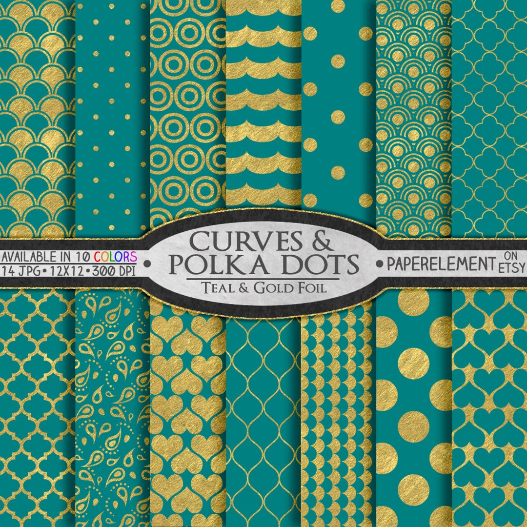 Teal and Gold Digital Paper: Gold and Teal Digital Paper, Teal and Gold ...