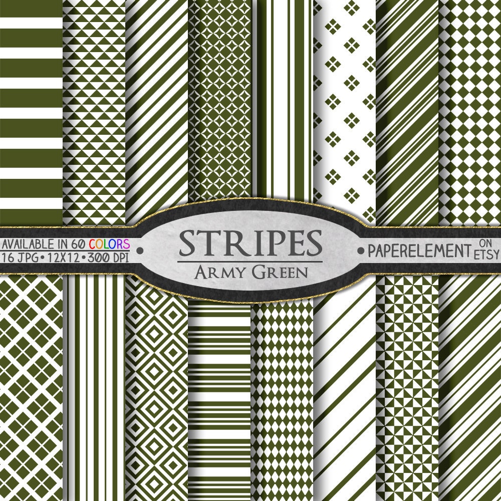 Army Green Stripe Digital Background Set Printable Scrapbook | Etsy