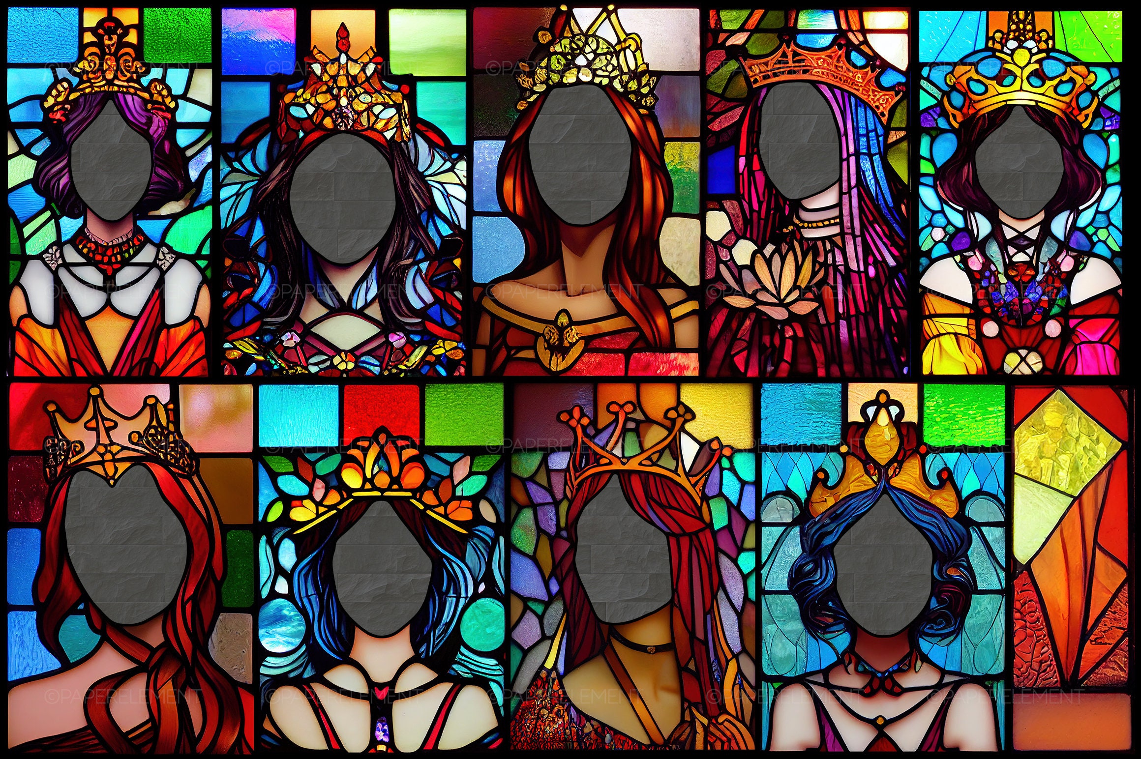 Stained Glass Princess Overlay Clipart Cute Fantasy Clip Art - Etsy